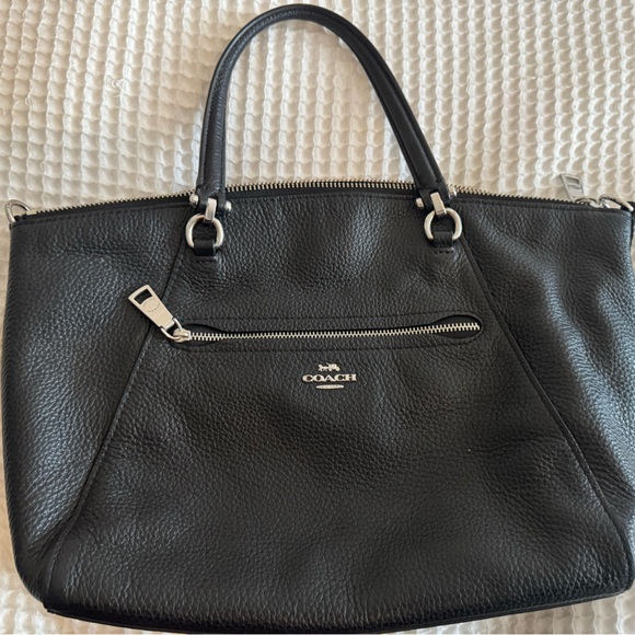 Coach | Bags | Coach Black Leather Shoulder Bag With Structured Design ...